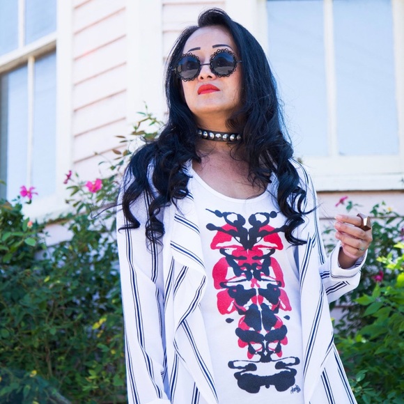 Forever 21 | Jackets & Coats | Belted Longline Navy White Striped ...